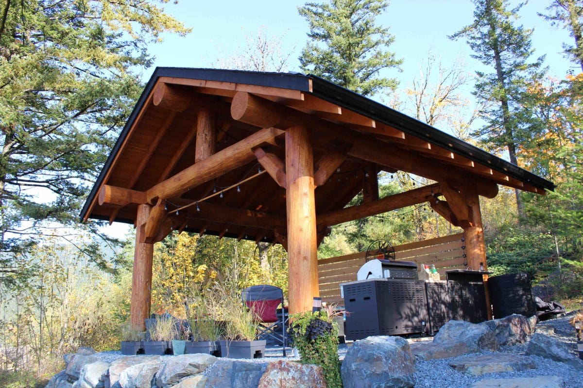 Highlands Log Stairs & Gazebo - Artisan Custom Log Homes